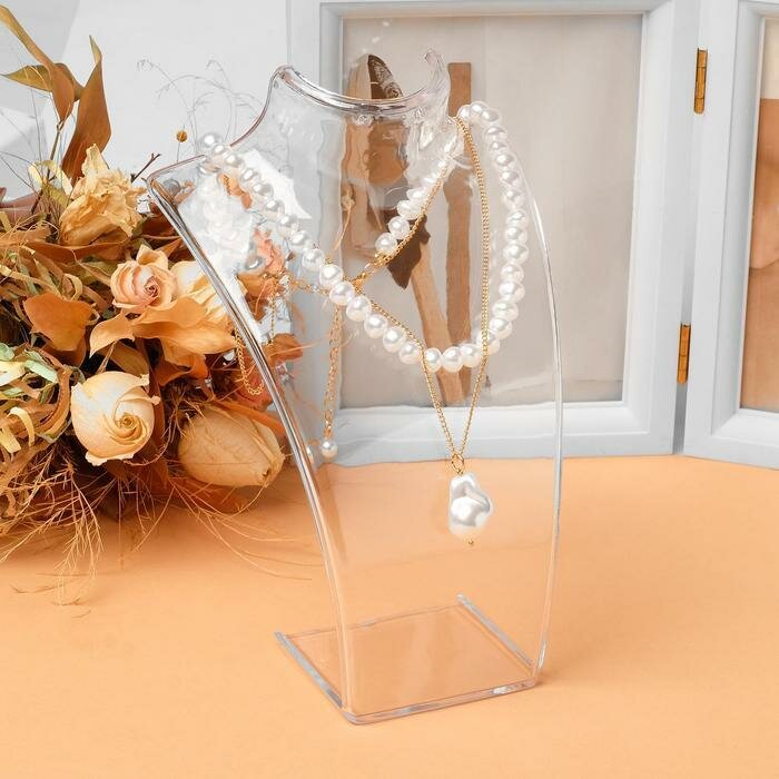 Бюст для украшений, 13,5 10,5 20 см, h 20 см, цвет прозрачный, глянцевый