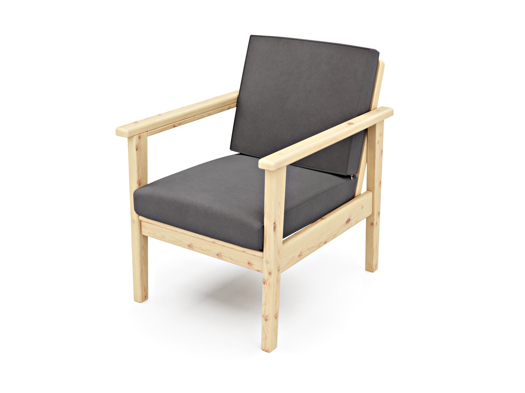 Кресло Arsko Лориан, серое-сосна, велюр, массив дерева, с подлокотниками, садовое, на дачу, дя кухни, скандинавский лофт