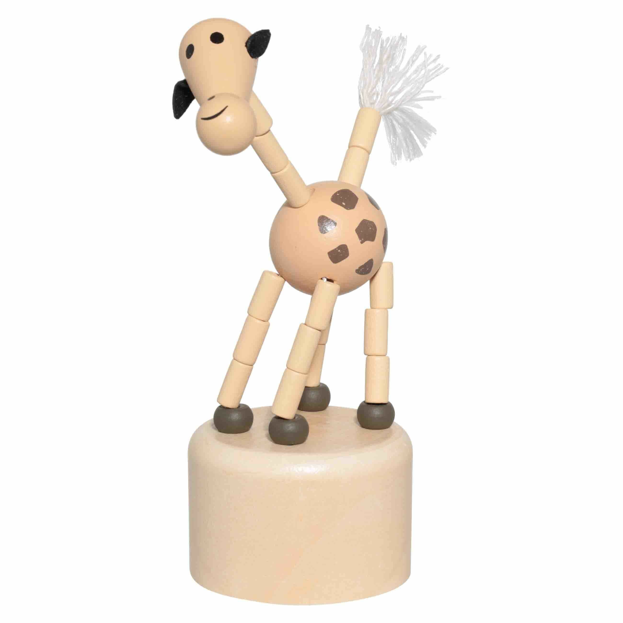 Игрушка, 13х5 см, дергунчик, дерево, желтая, Жираф, Jungle, Kuchenland