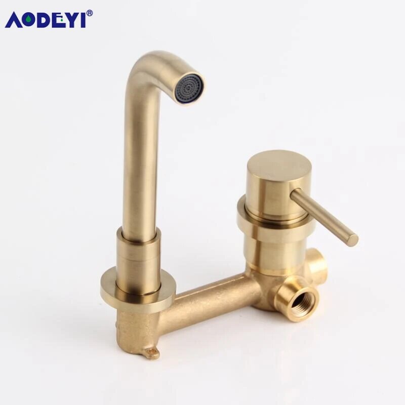 Настенный смеситель для раковины AODEYI, матовый золотой, 210 MM