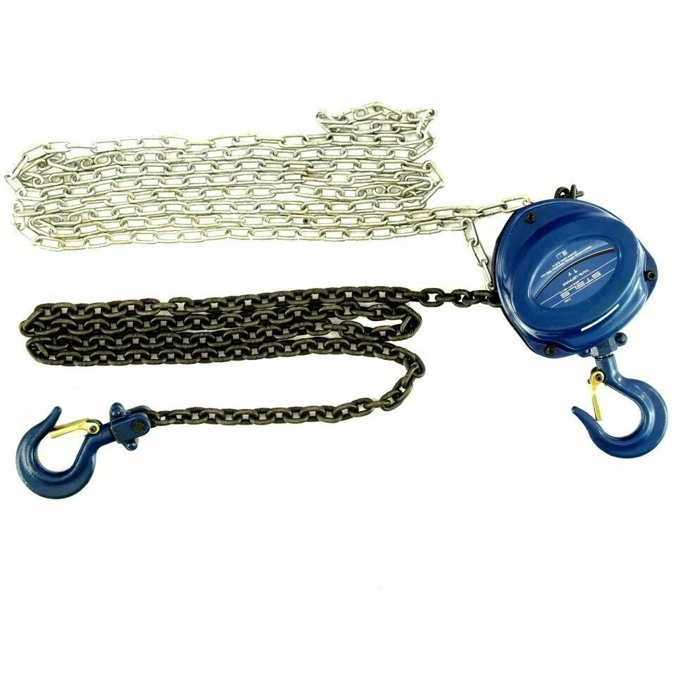 Таль цепная, 1 т, h подъема 2,5 м, расстояние между крюками 350 мм, Stels, 51994