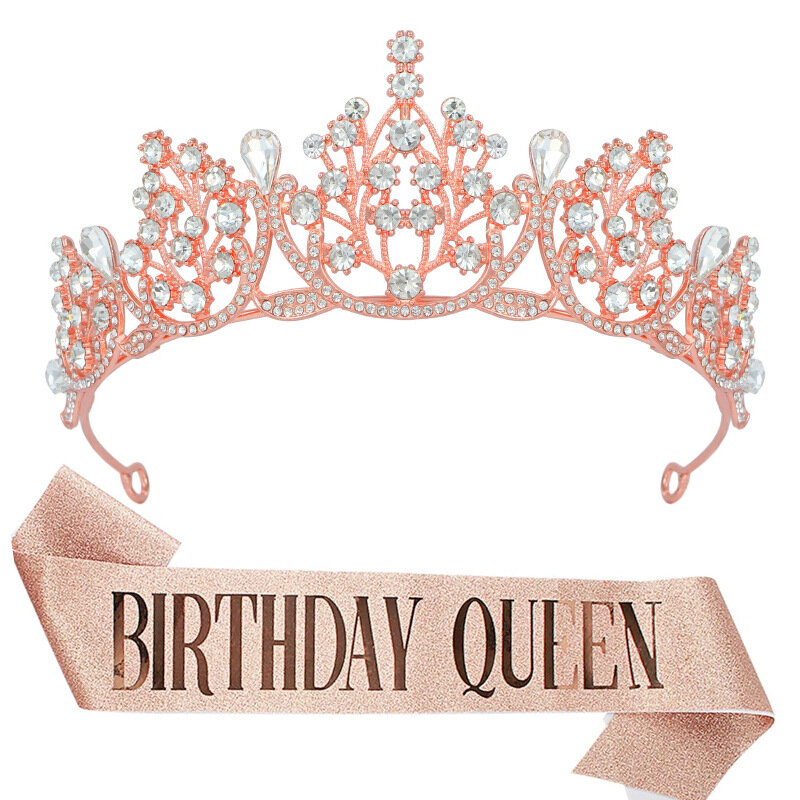 Костюм "Новый день рождения", корона, на плечевом ремне, розовый, золотой