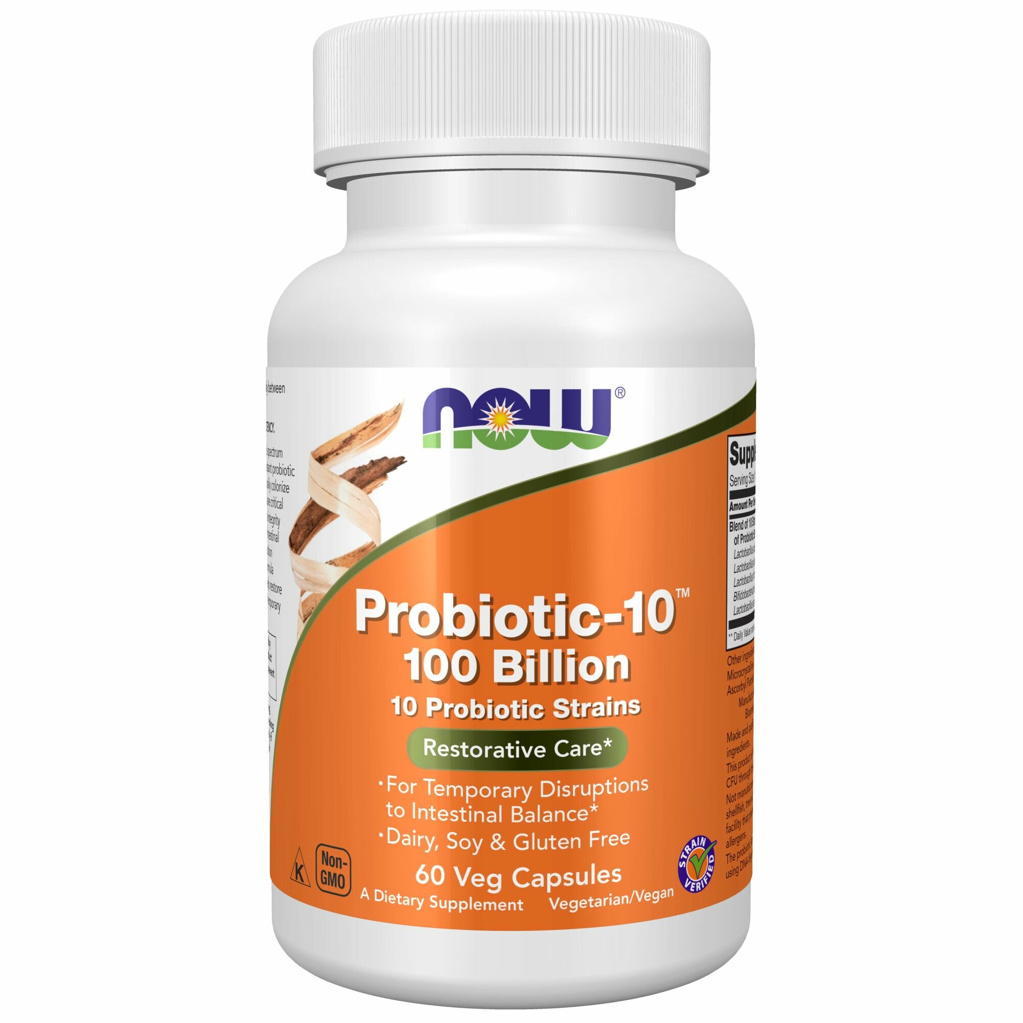 NOW Probiotic-10 100 Billion, Пробиотик-10, 100 млрд КОЕ 60 капсул