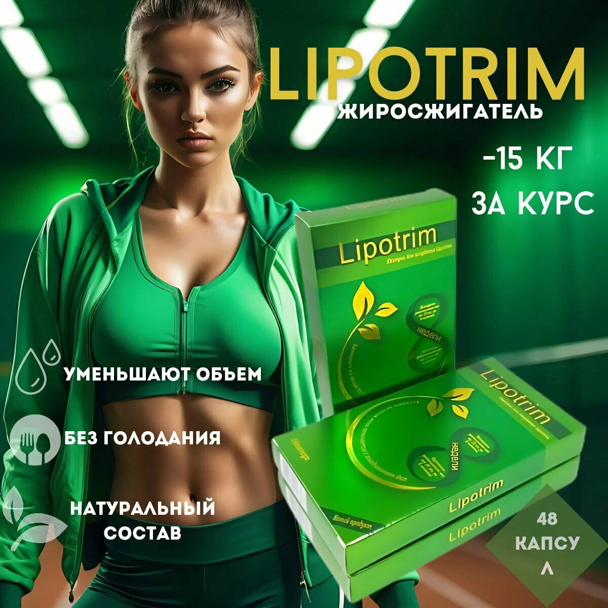 Lipotrin жиросжигатель для похудения, картон 48 капсул