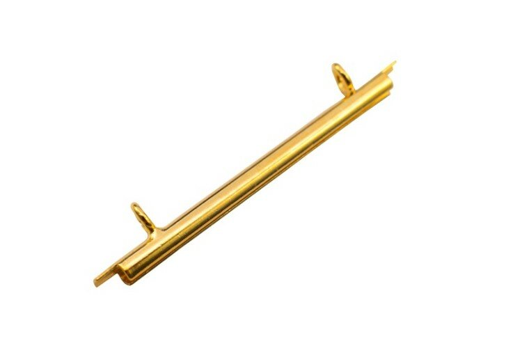 Концевик-трубочка MIYUKI для полотна с двумя петельками, 35мм, цвет золото, 04-206, 1шт