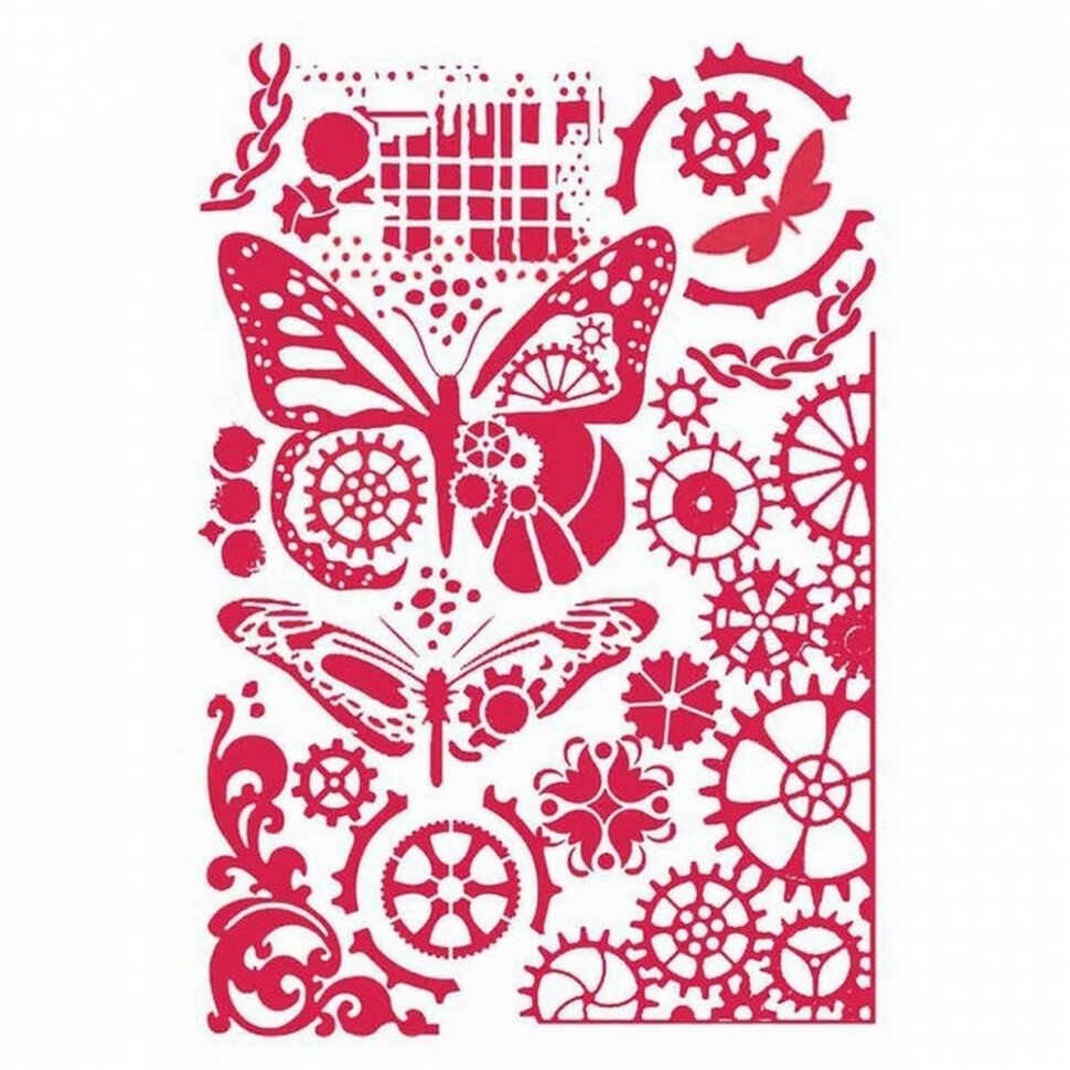 Stamperia KSG421 Трафарет "Бабочки и механизмы", 21 х 29.7 см