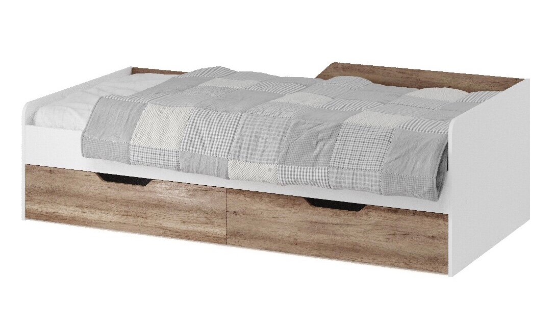 Кровать Лайт Лофт 190х90 (дуб каньон+белый)