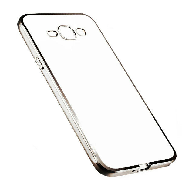 Чехол для Samsung Galaxy J1 2016 Silicone Case, прозрачный с серебряными краями