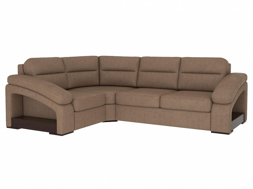 Угловой диван Рокси У Коричневый Замша Левый, дельфин, 287х210х98 см, с ящиком для белья