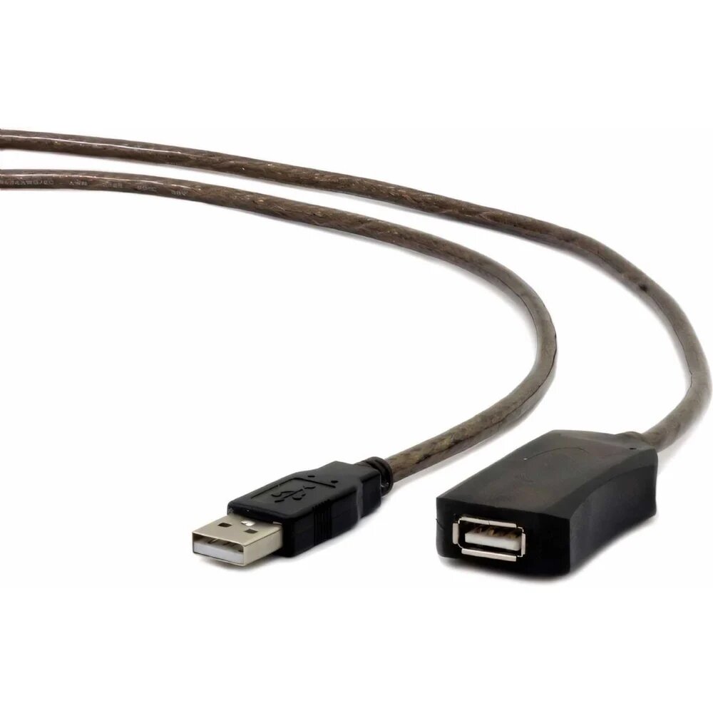 Кабель-удлинитель Cablexpert USB2.0 активный, AM/AF, медь, двойн. экран, 15м, полупрозрач, пакет