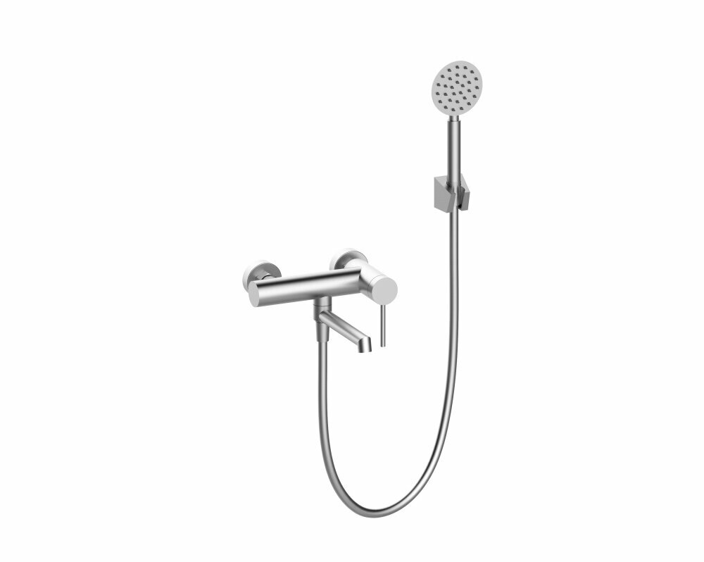 Смеситель для ванной с душем Vieir из нержавеющей стали с коротким изливом V463531 сатиновый