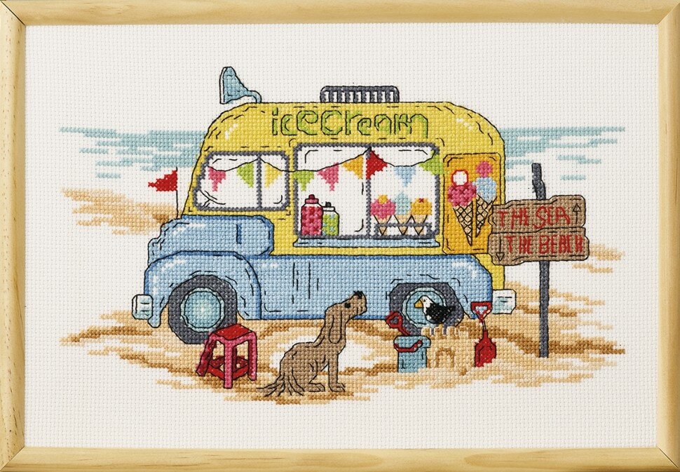 Набор для вышивания Permin #92-3428 Грузовик с мороженым, Счетный крест, 25 x 15.2 см