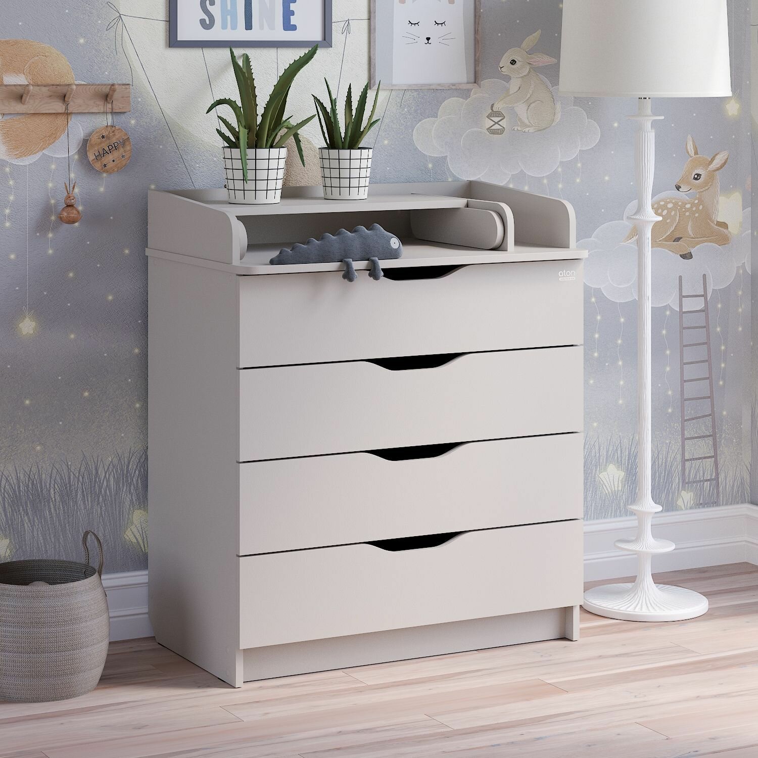 Пеленальный комод Атон Мебель Сириус-2 Loft 804, ЛДСП, 4 ящика, Кашемир