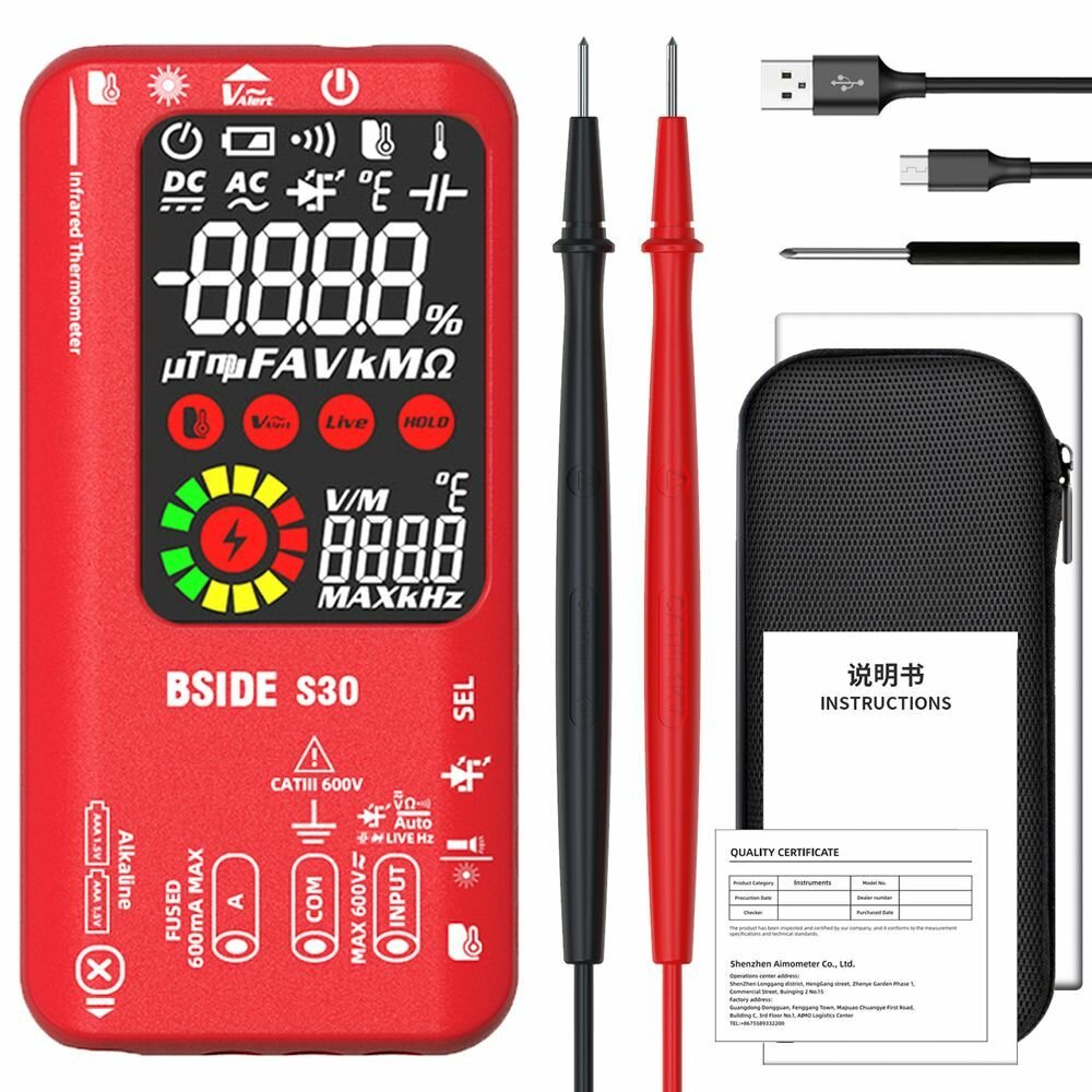 Мультиметр, BSIDE S30, 9999 отсчетов, автоматическая идентификация