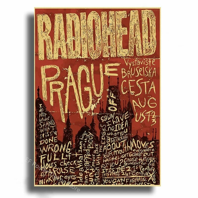 Плакат Radiohead Prague A4, цвет 25
