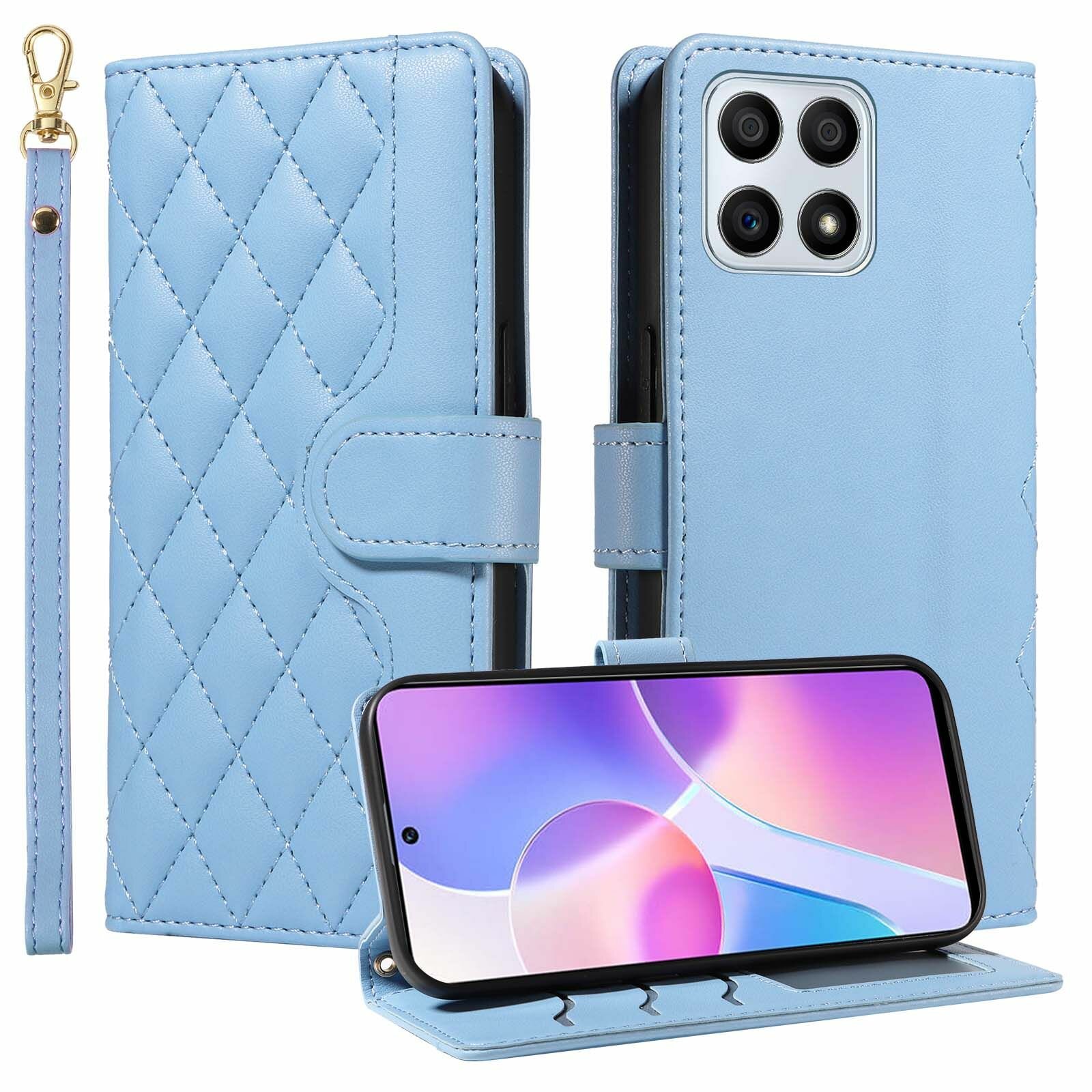 Чехол из матовой кожи для Honor X8 4G и Honor 30i (хонор Икс 8 4Г и хонор 30i) , роскошный и стильный, устойчивый к падениям, со слотом для карт, с длинным и коротким шнурками