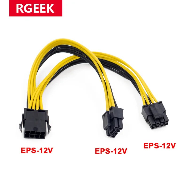 RGEEK Разветвитель кабеля питания CPU 12В 8-pin на 2x 4+4 pin