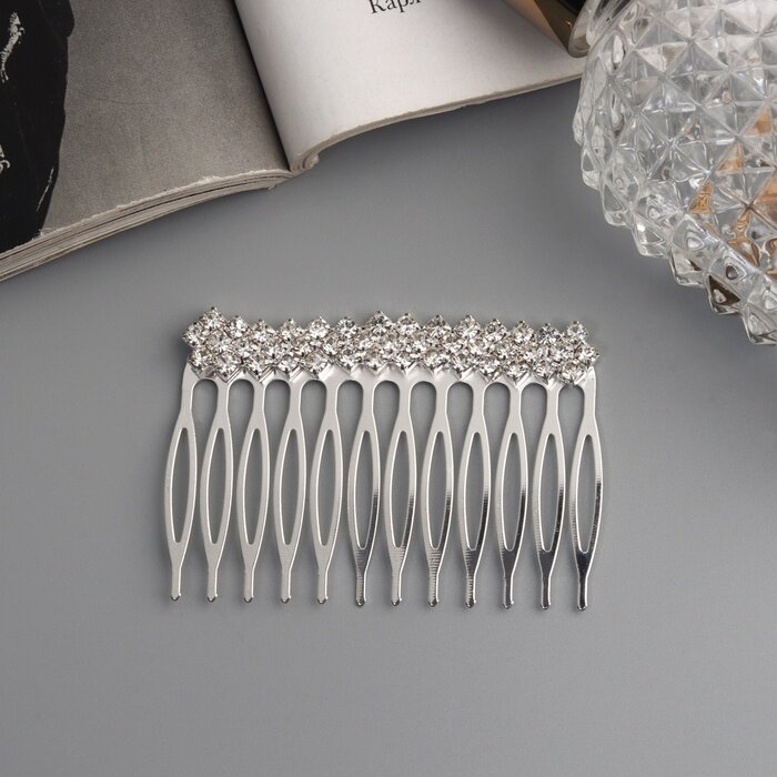 Гребень для волос QF «Медея», геометрия, 6.5×4 см, серебро