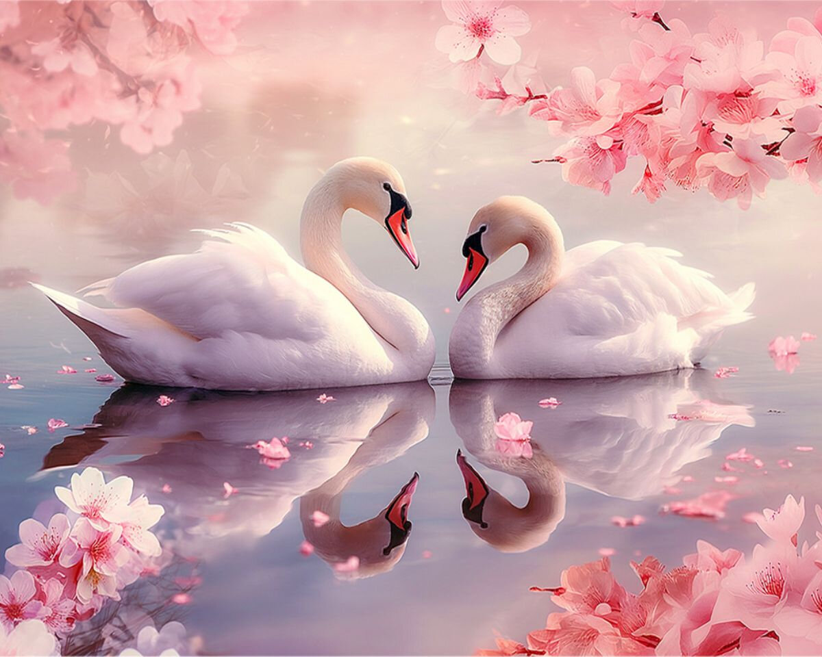 Картина по номерам белые лебеди 40х50