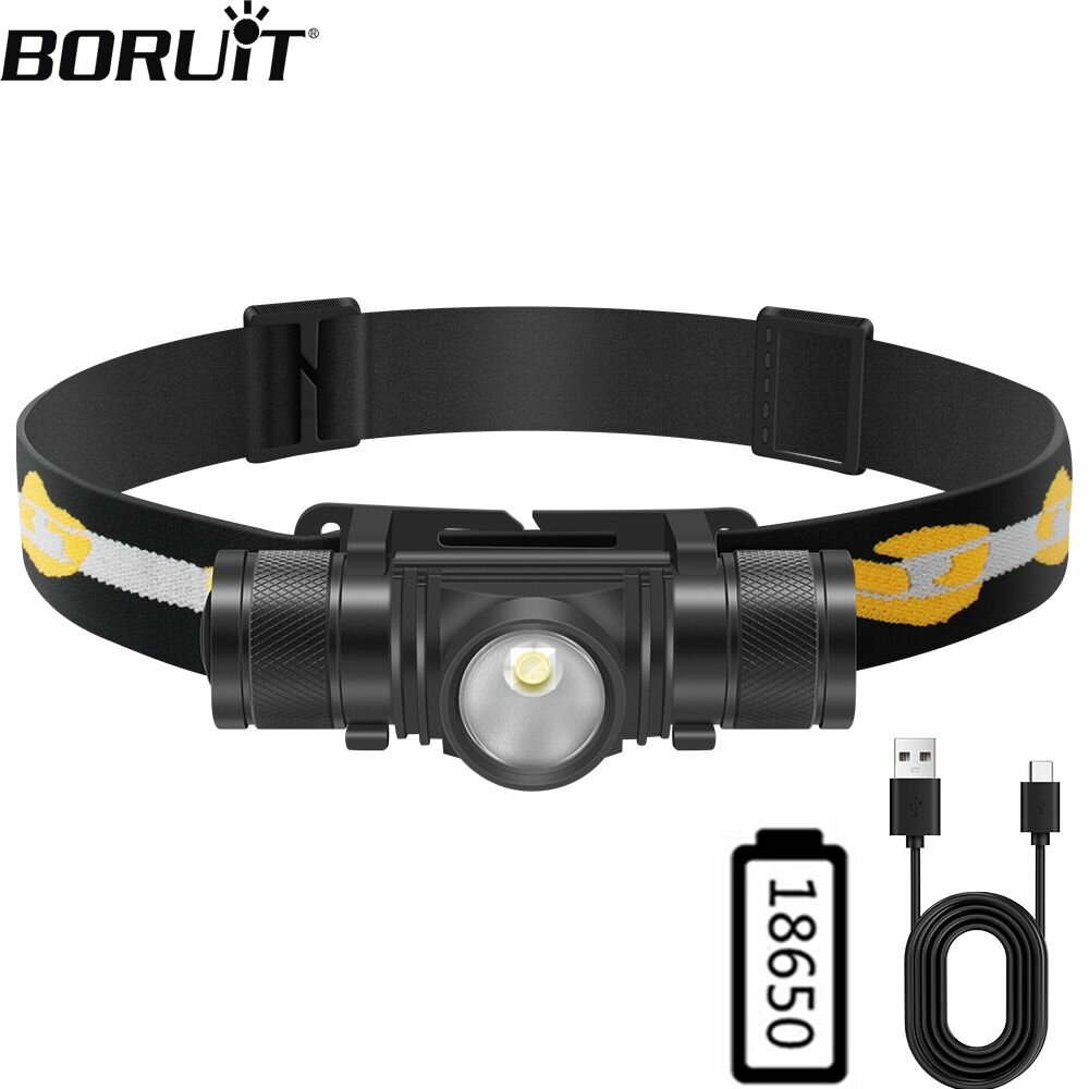 Светодиодная фара BORUIT D10 TYPE-C перезаряжаемая, подходит для рыбалки и кемпинга на открытом воздухе (белый свет)