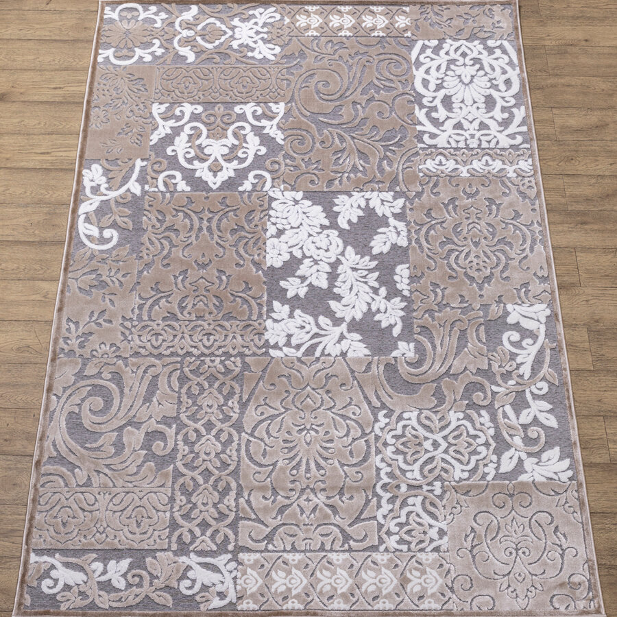 Ковер, Прямой, Бежевый, Серый, белый, Классический, Пэчворк, на пол, в гостиную, спальню, в ассортименте (100 см. на 200 см.)