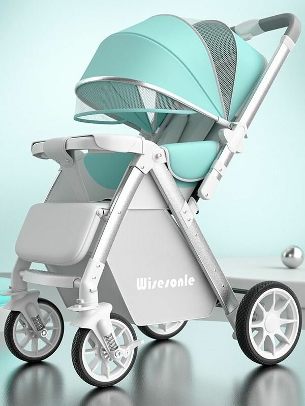 Коляска-каталка, бирюзовая, с аксессуарами, легкая, складная