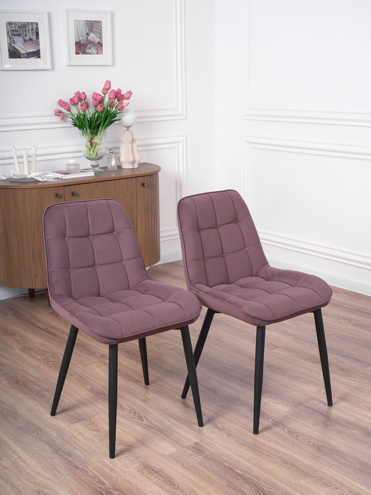 Стулья для кухни со спинкой велюр Бостон Шоколад 2шт