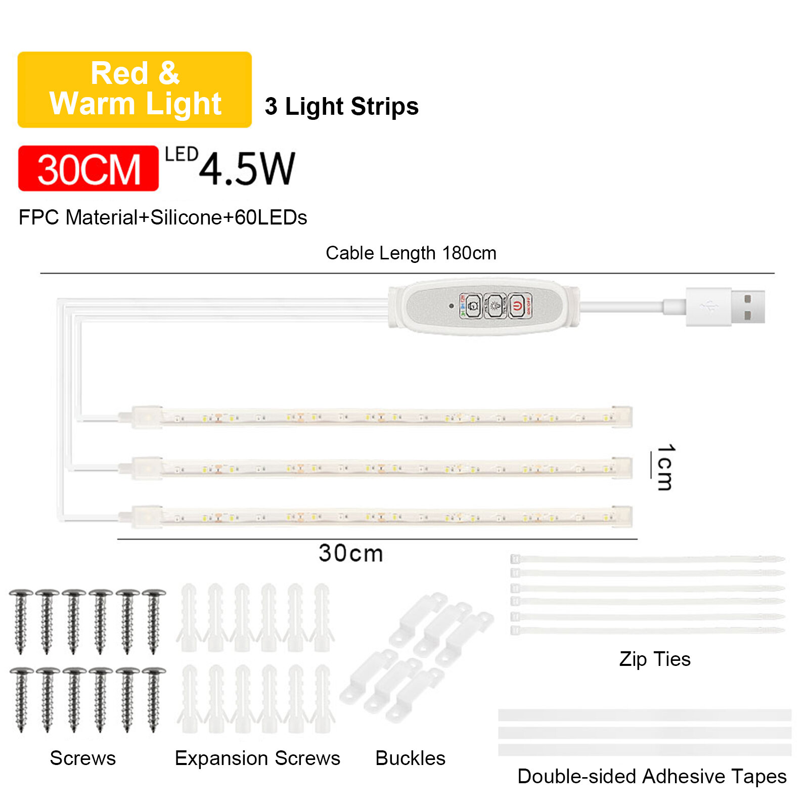 Светодиодные ленты для выращивания растений в помещении, красные и 3000К, солнечные лампы для гидропоники, дополнительный свет для суккулентов, 4 уровня регулировки яркости с 24-часовым циклом, интеллектуальное управление временем, USB Plug and Play