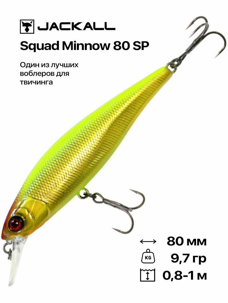 Воблер Jackall Squad Minnow 80 SP, 80 мм, 9,7 гр, 0,8-1 м, #Gold & Chart
