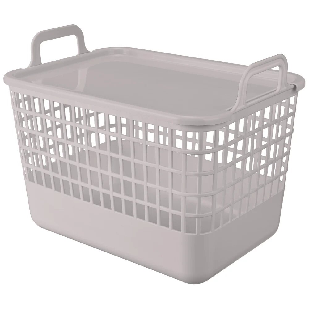 Корзина с крышкой Econova KOBO 320x224x255ММ, 15Л (Светло-бежевый) 435218234