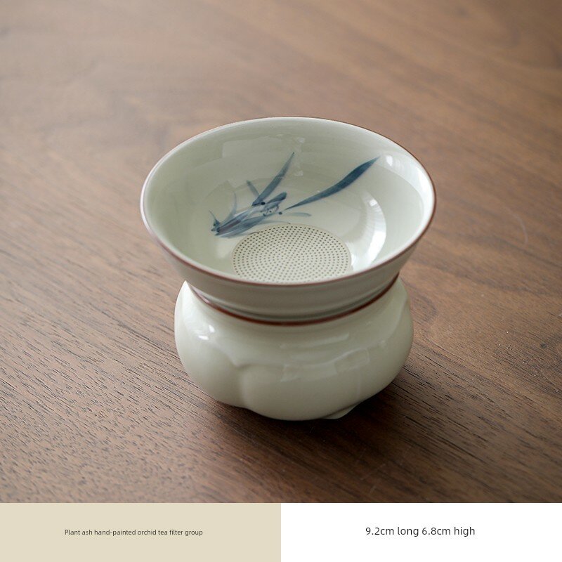Керамический чайный фильтр ручной росписи, перфорированный, с интегрированной сеткой, сепаратор для чайных листьев,