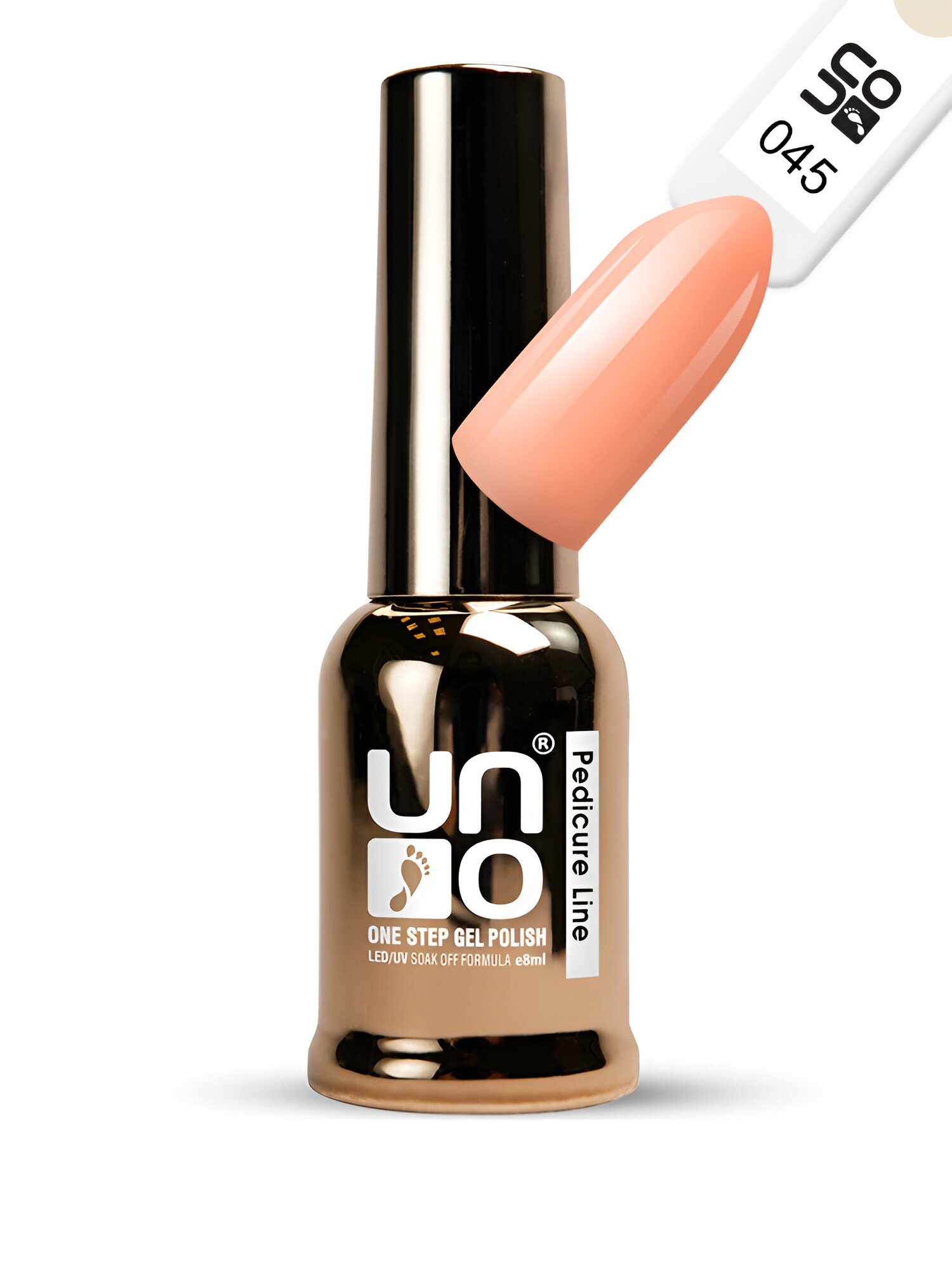 Гель-лак Uno Pedicure 45, оранжево-персиковый, неоновый, однофазный, 8 мл