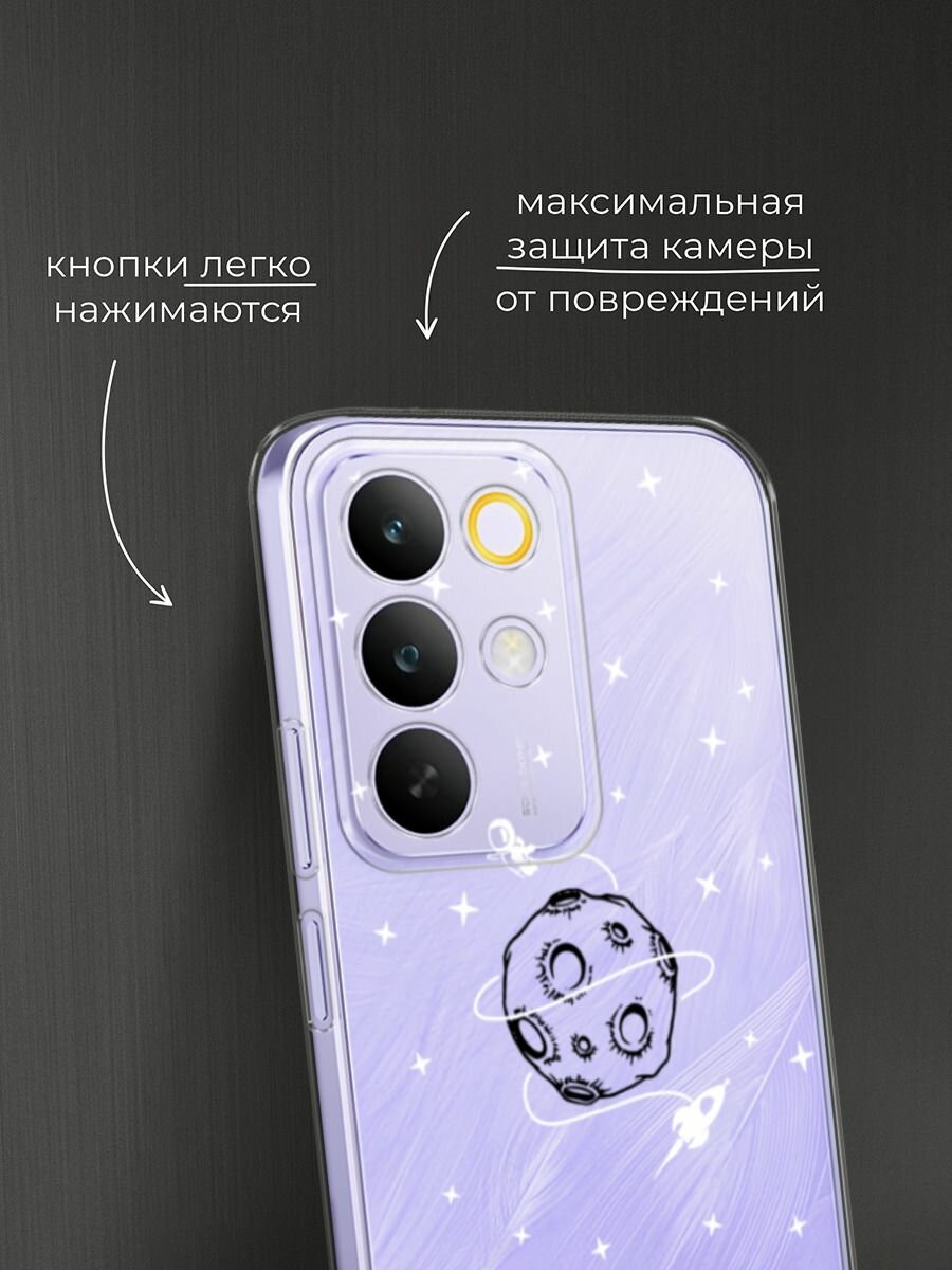 Чехол на Realme C85 / Реалми C85 с принтом Полет вокруг луны, прозрачный — фото 1