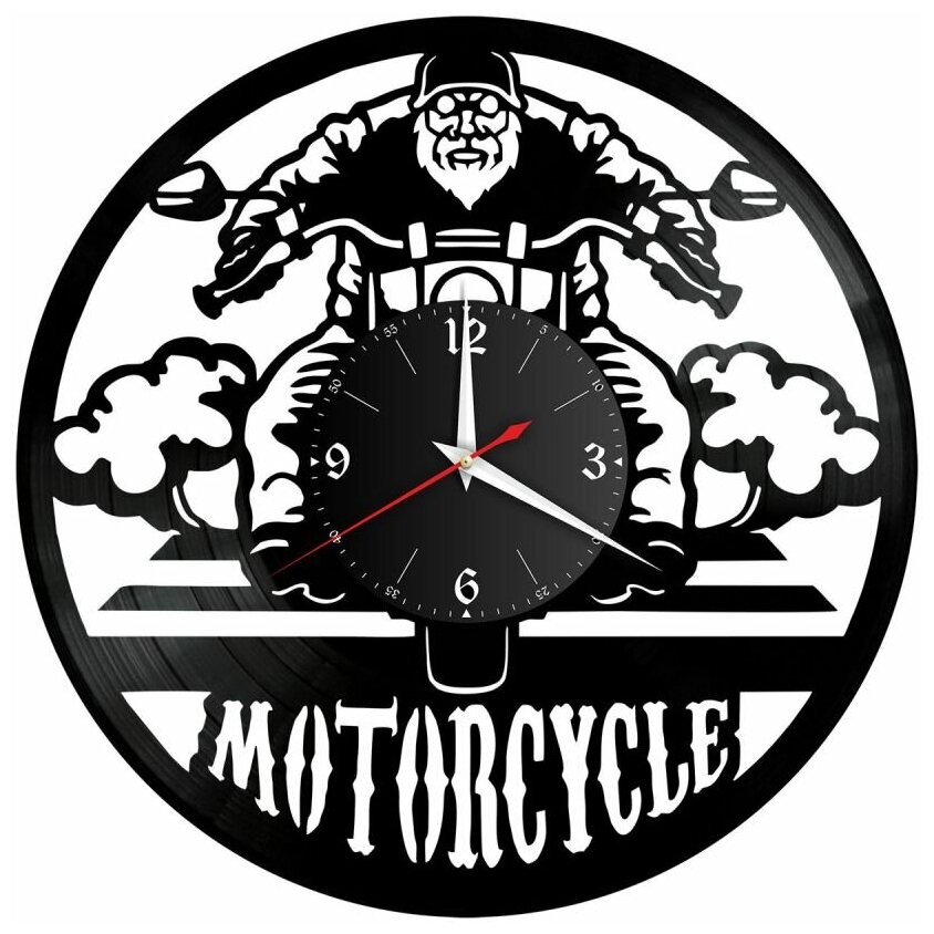 Часы из винила Redlaser "Мото, Motorcycle, мотоцикл " VW-10448
