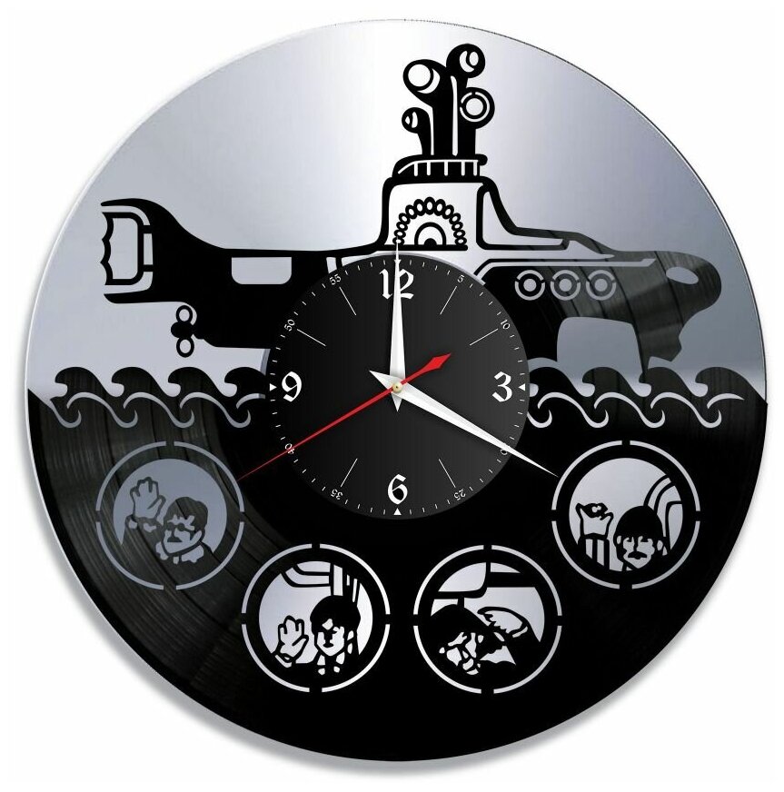 Часы из винила Redlaser "группа Битлз (The Beatles), Джон Леннон, Пол Маккартни, Джордж Харрисон и Ринго Старр" VW-10183-2