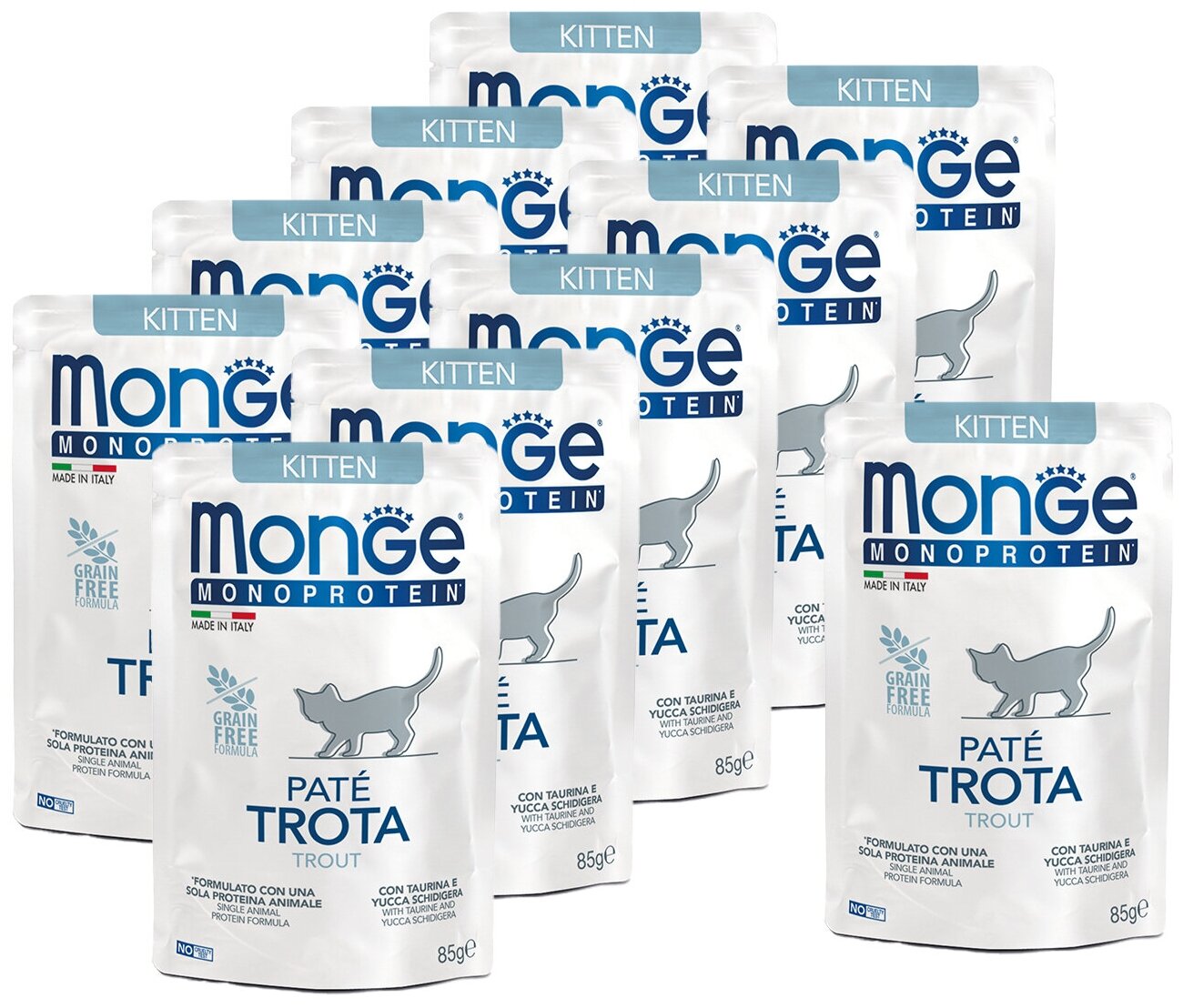 Monge Cat Monoprotein Pouch паучи для котят форель 85г х 10 шт.