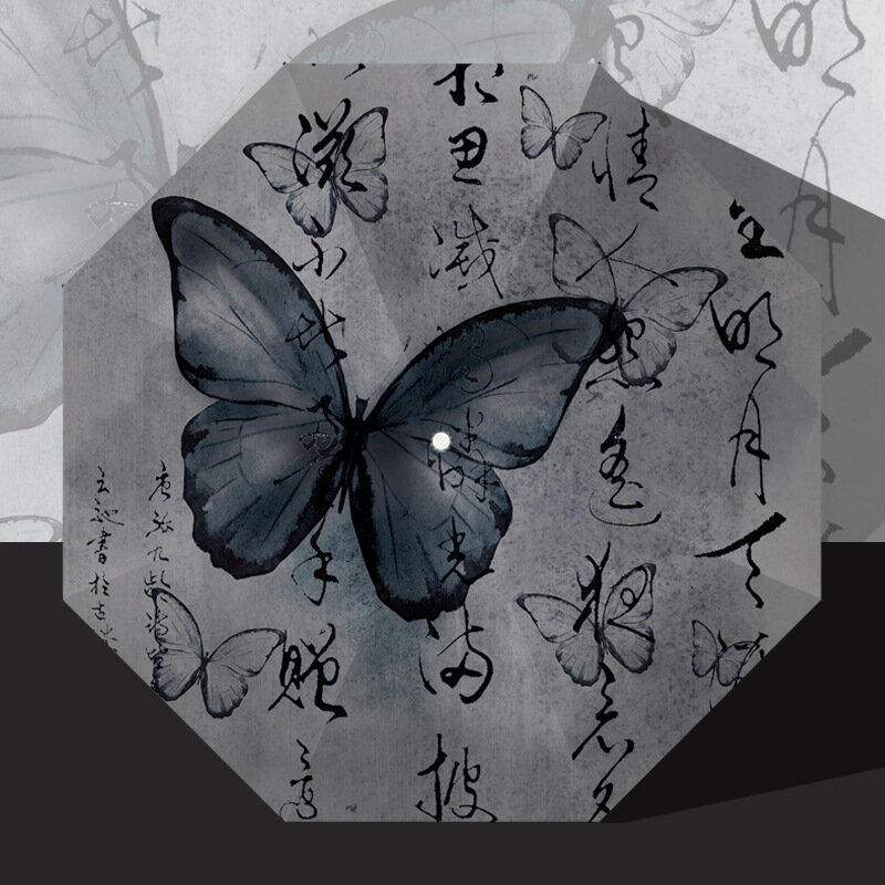 Японский и корейский автоматический зонт для женщин, свежий цветочный дизайн, зонт для защиты от солнца, двойное использование для солнца и дождя, черное покрытие, 50% off зонтов