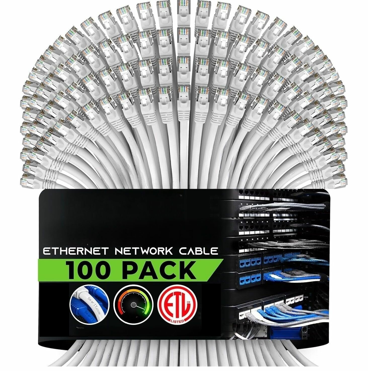 Соединительный кабель патч корд UTP Cat5e 2.0 метра белый 100 штук