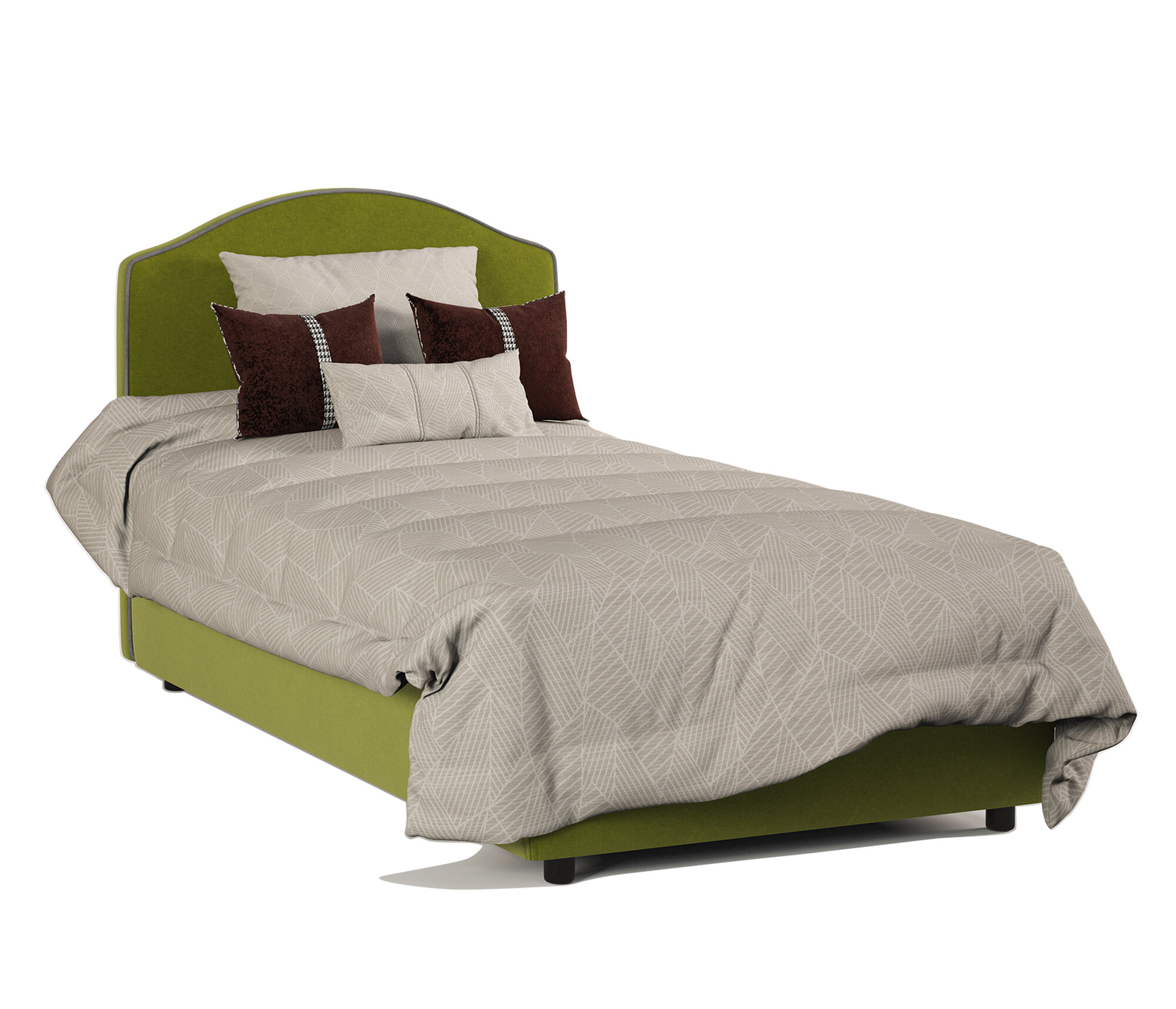 Тахта кровать Класс 100х195 см, односпальная, велюр Дрим эппл