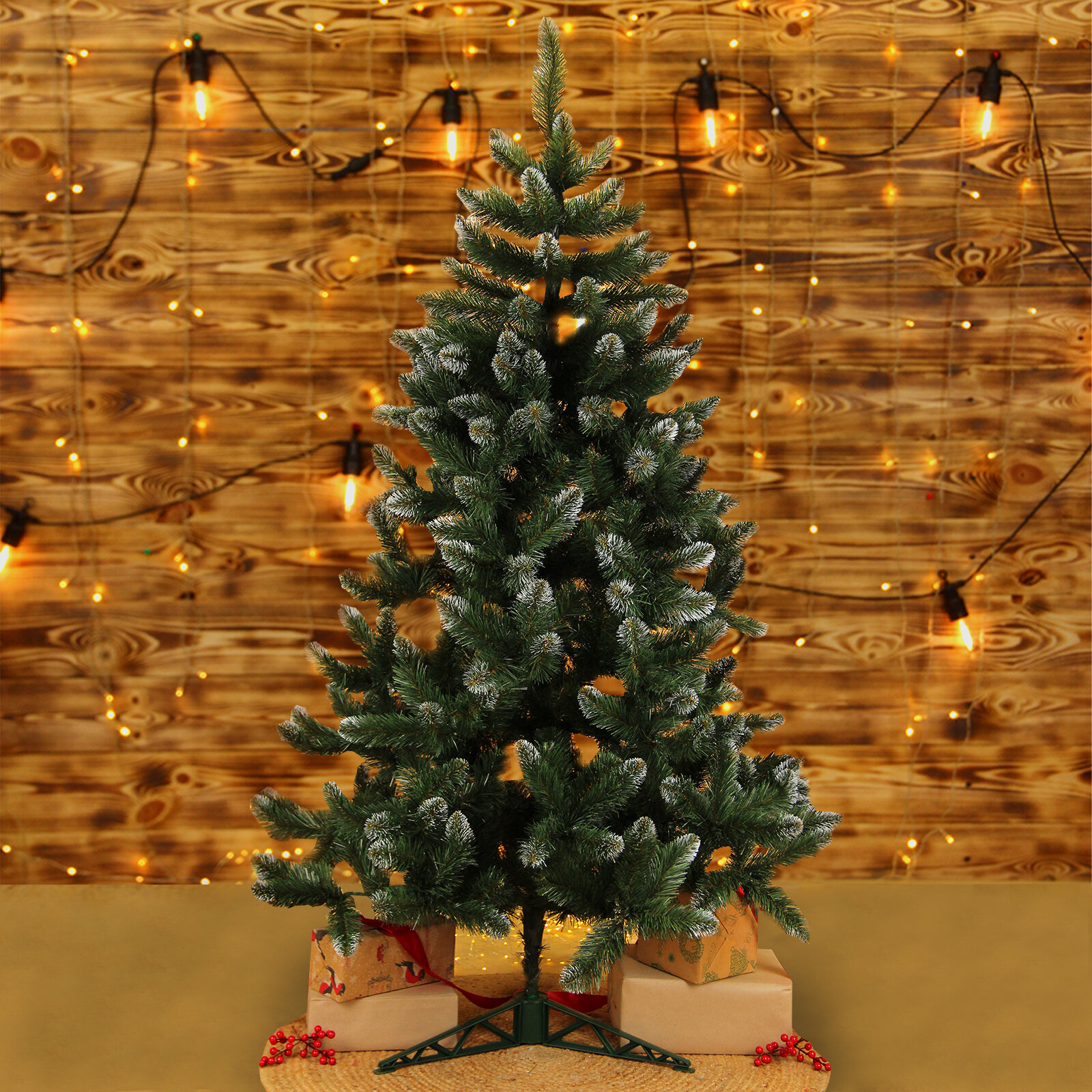 Елка искусственная новогодняя 110см "Дальневосточная", белый кончик, ПВХ