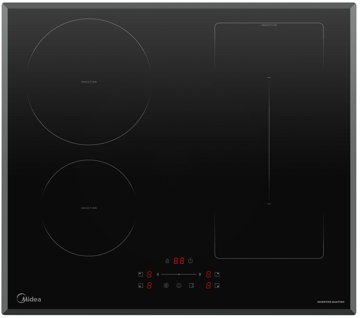Электрическая варочная панель Midea MIH65787F 59 см, 4 конфорки стеклокерамика, черный
