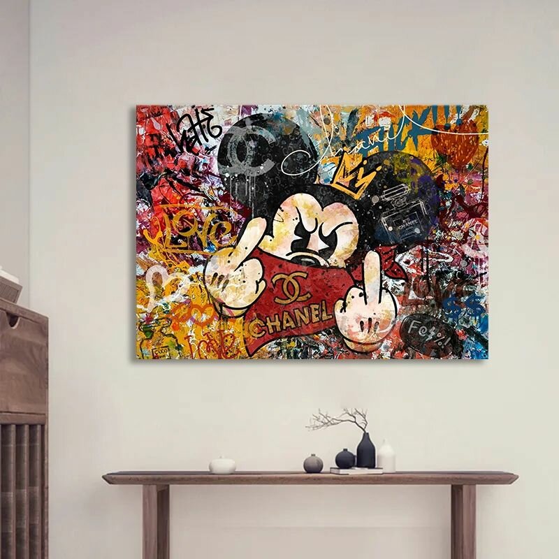 Картина "Микки Маус", поп-арт, дерево, холст, на подрамнике, 30x40 см