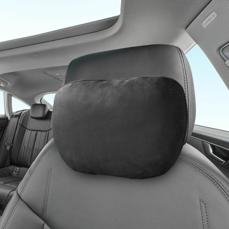 Подушка автомобильная Forbell, для подголовника, замшевая, черная