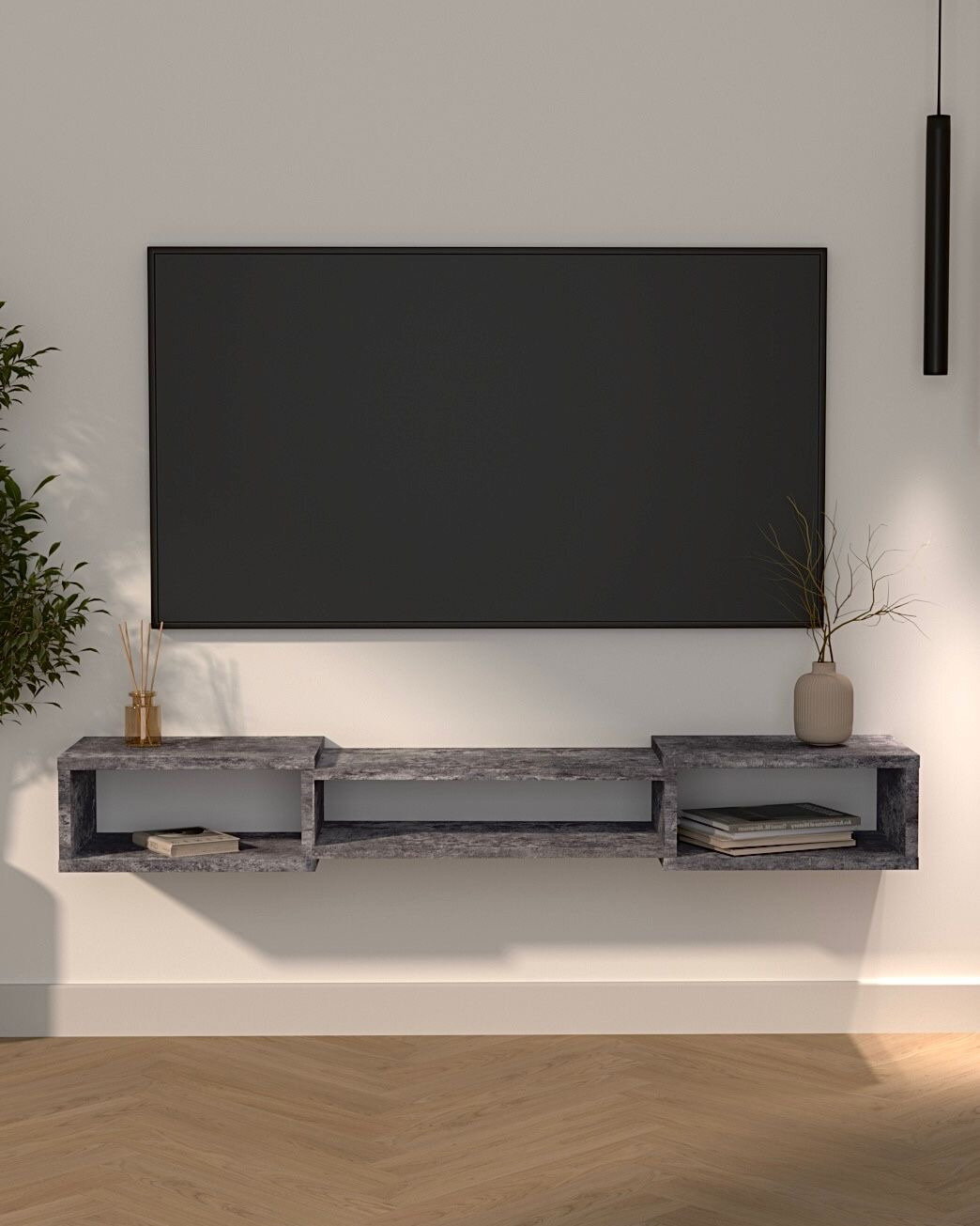 Тумба ТВ цемент темный