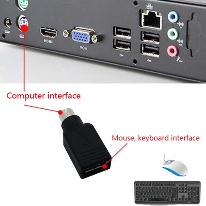 2 шт. Адаптер USB «Мама» в PS/2 KOQZM