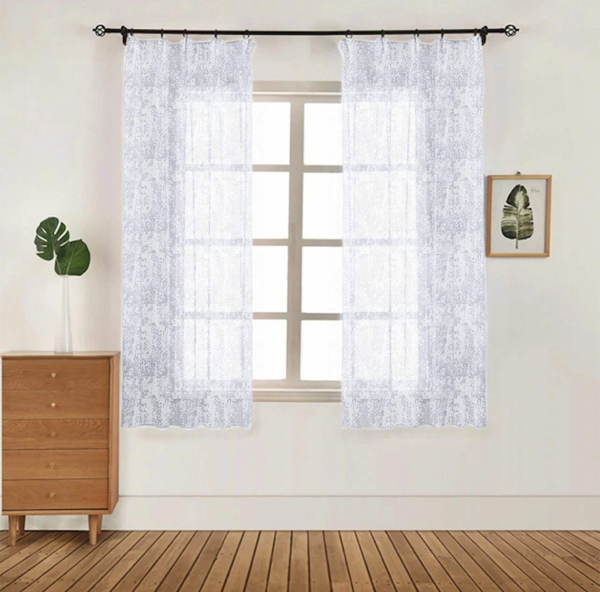 Короткий тюль на кухню с рисунком под мрамор на ленте под крючки высота 160 см арт. Т-МРАМОР-ЛЕН-194 цвет белый