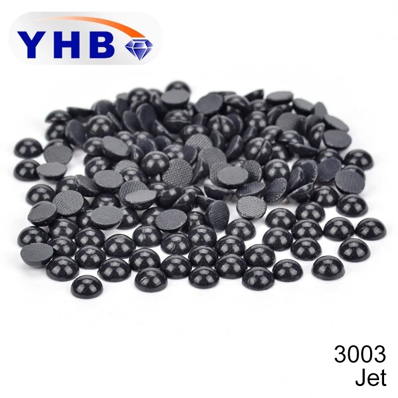 Стразы YHB черные 8мм SS34 3003 Jet 144шт