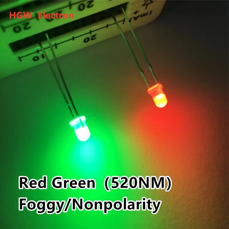 Светодиоды Red Green 520nm Milky 3мм