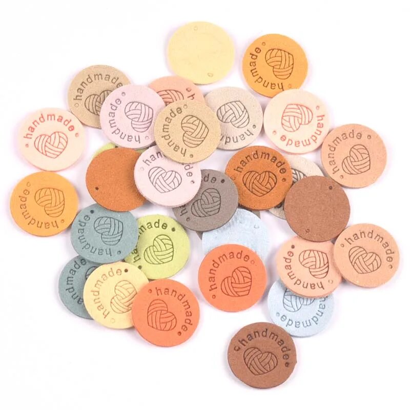 Круглые этикетки из искусственной ткани 2,5 см random mix