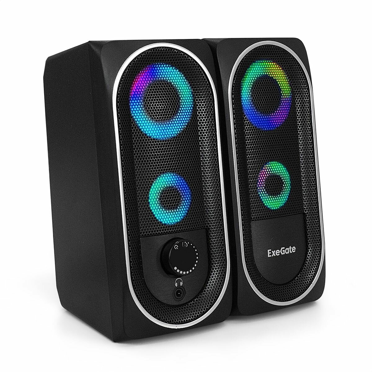 Компьютерная акустика ExeGate Акустическая система 2.0 Accord 220 (питание USB, 2х3Вт (6Вт RMS), 60-20000Гц, цвет черный, RGB подсветка, Color Box)
